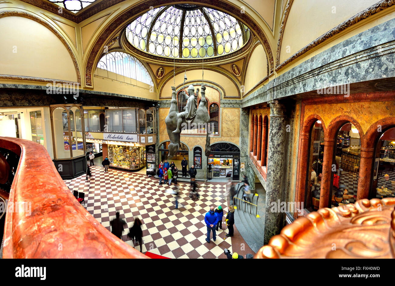 Prague, Czech Republic. Lucerna Passage. Art nouveau arcade containing ...