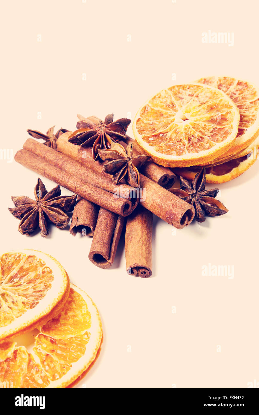 Cinnamon with orange Stock Photo - Alamy