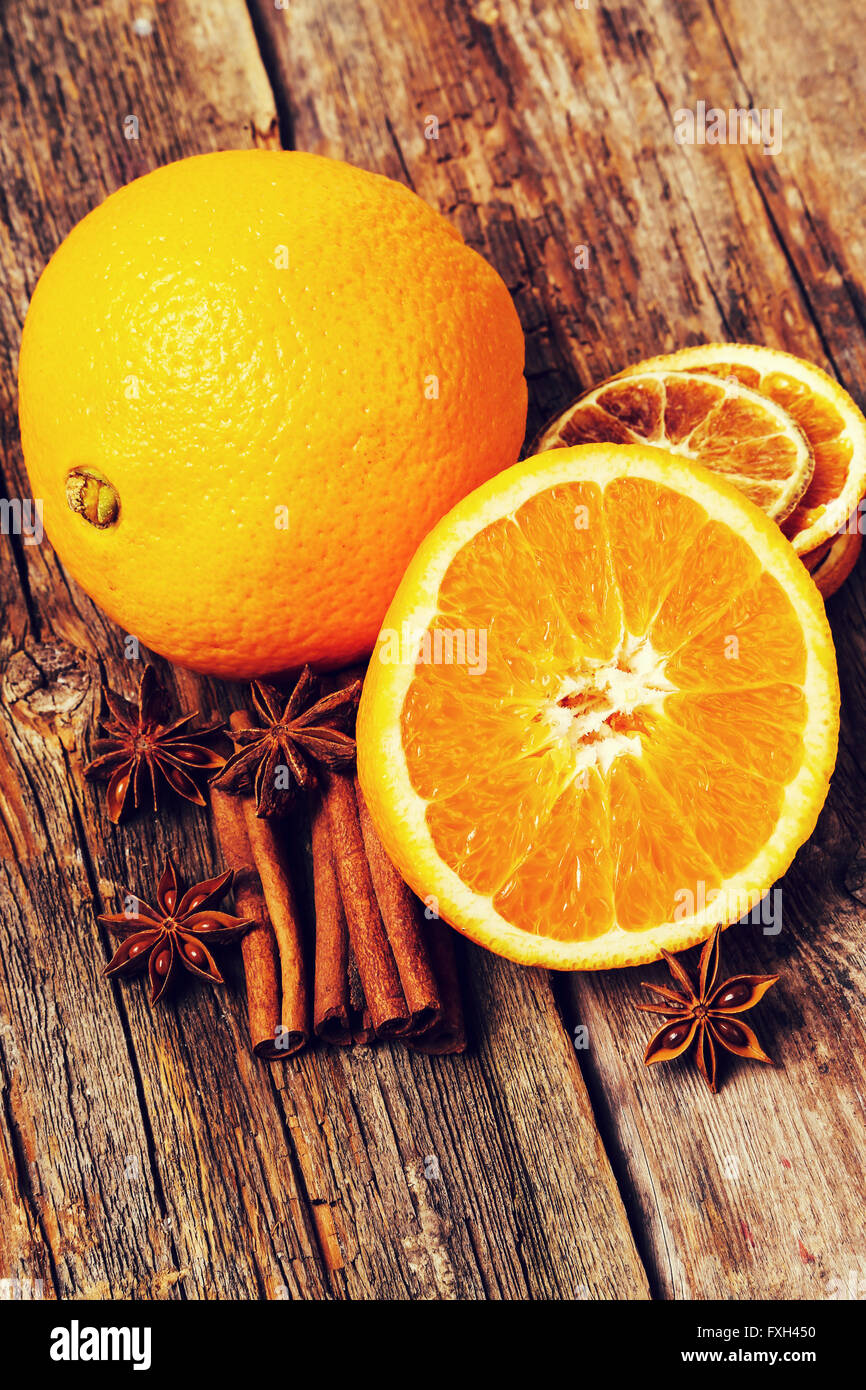 Cinnamon with orange Stock Photo - Alamy