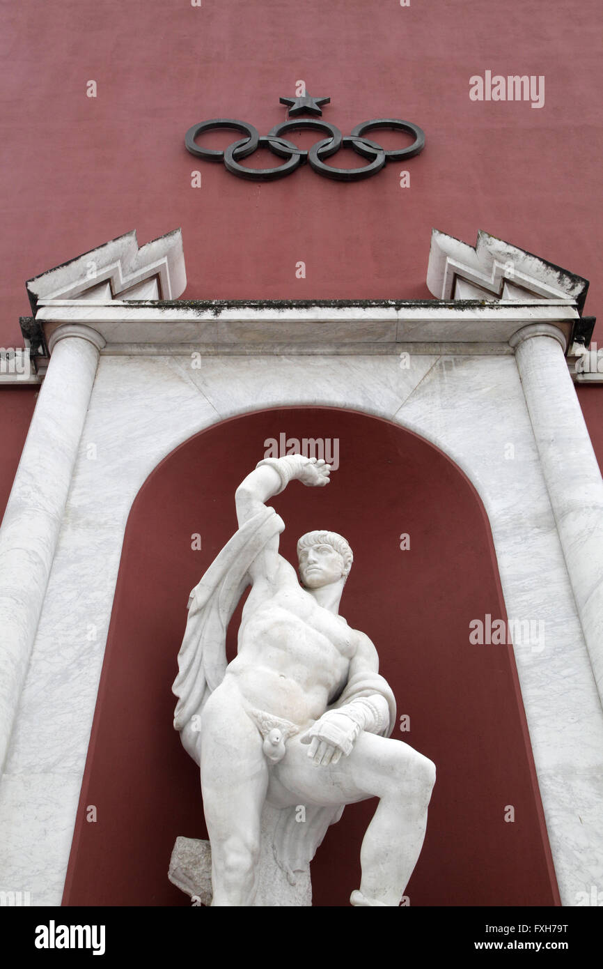 Italian Olympic Committee aka CONI. Statue of athlete in Stadio dei ...