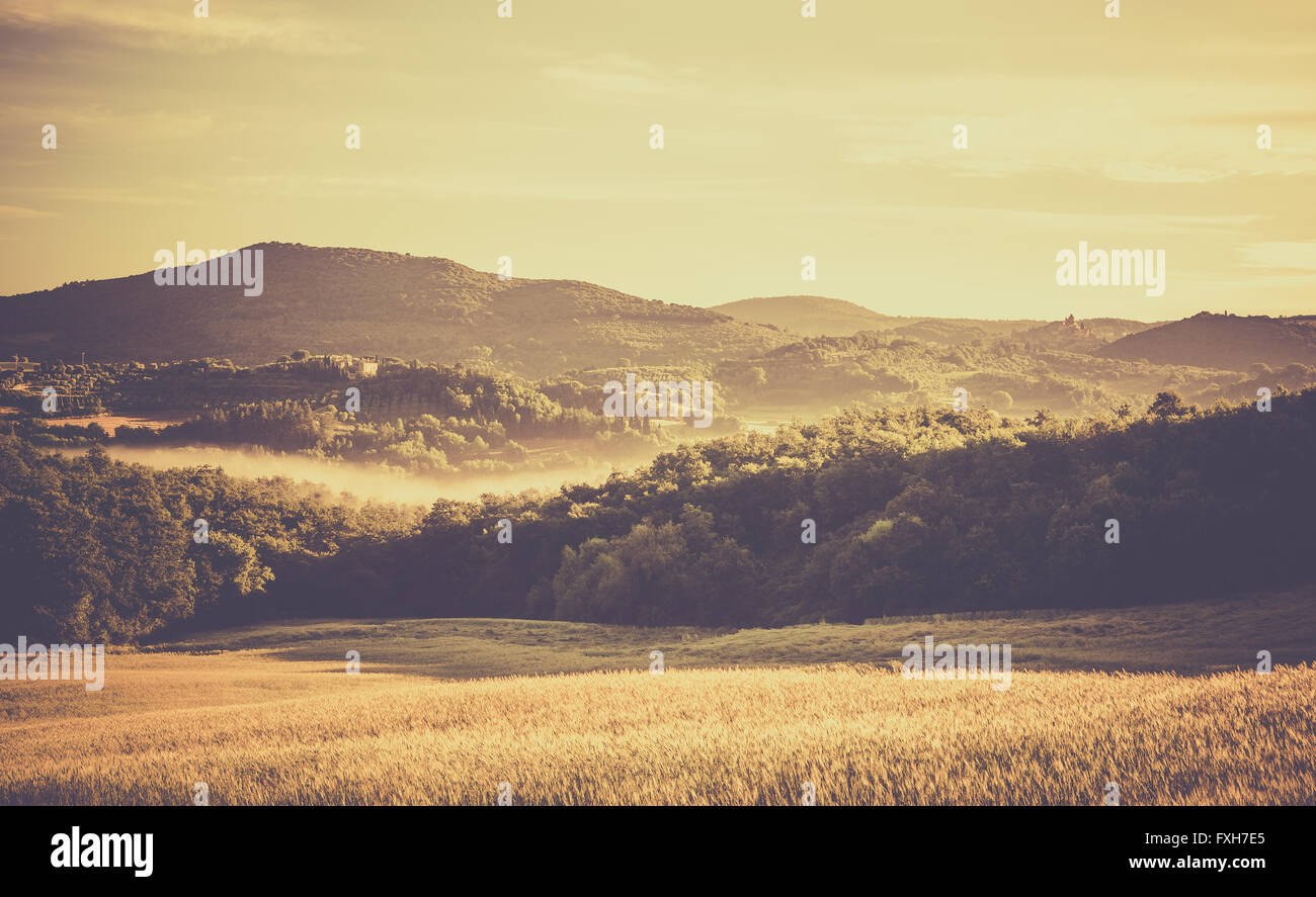 Morning landscape in Tuscany. Beautiful italian countryside scenery ...