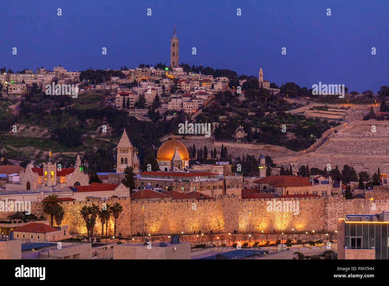 Jerusalem Old City and Mount of Olives at Night, Israel Stock Photo - Alamy