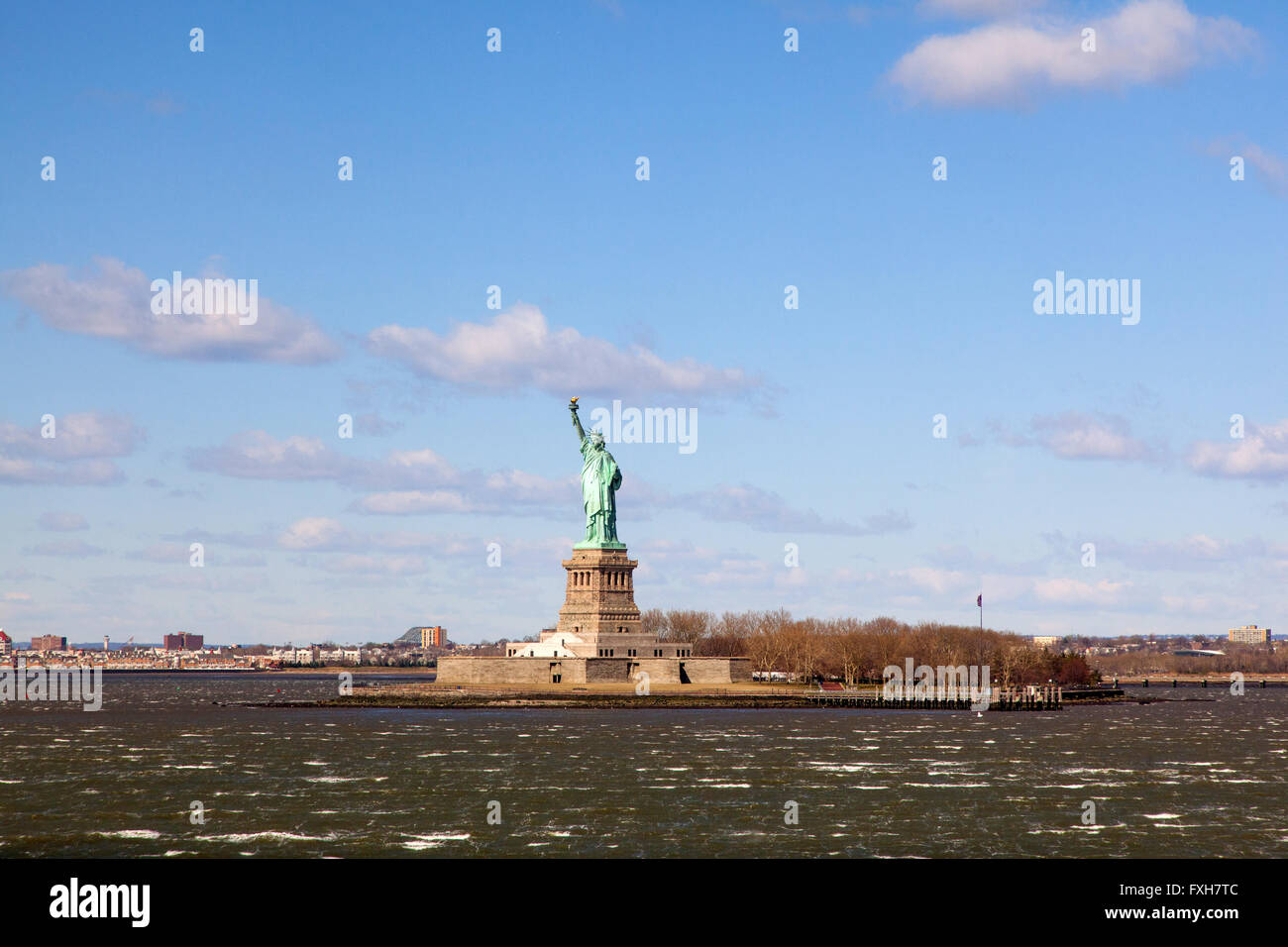 Statue of liberty liberty island photographed from the island ferry hi ...
