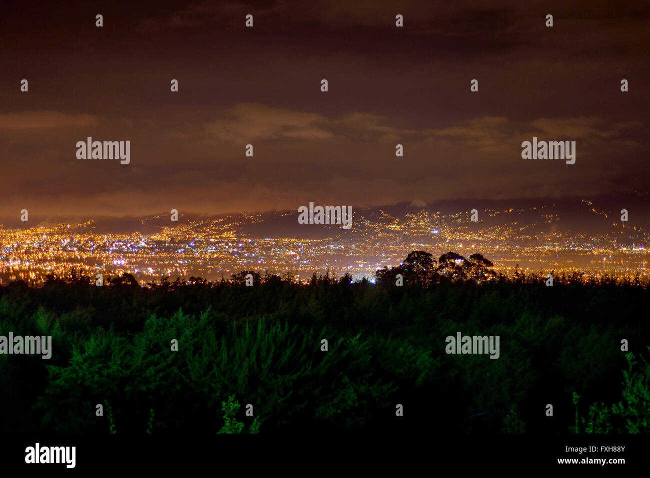 View of the city lights of San Jose, Costa Rica at night Stock Photo ...