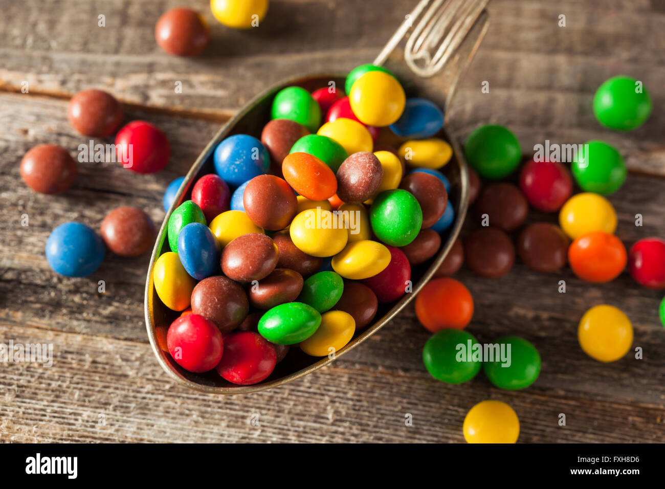 Rainbow Colorful Candy Coated Chocolate Pieces in a Bowl Stock Photo ...