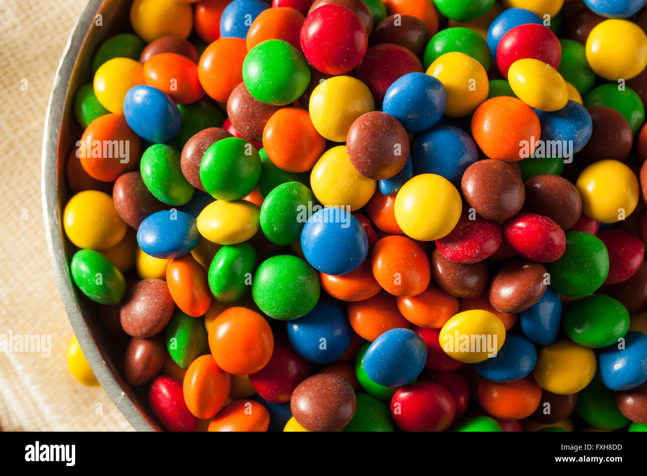 Rainbow Colorful Candy Coated Chocolate Pieces in a Bowl Stock Photo ...