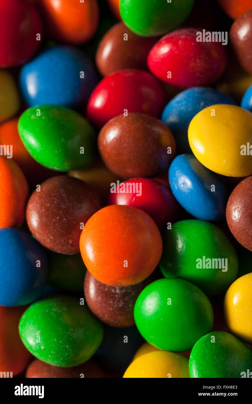 Rainbow Colorful Candy Coated Chocolate Pieces in a Bowl Stock Photo ...