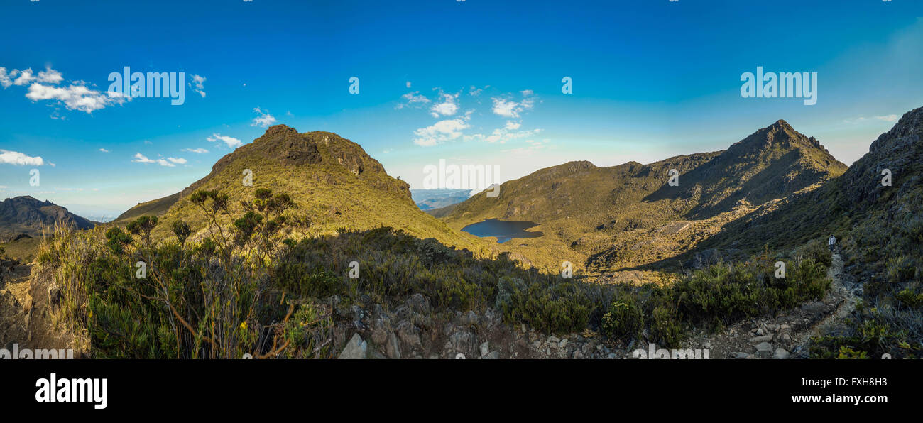 Panoramic view of the Chirripó peak and San Juan lake in the Chirripó ...
