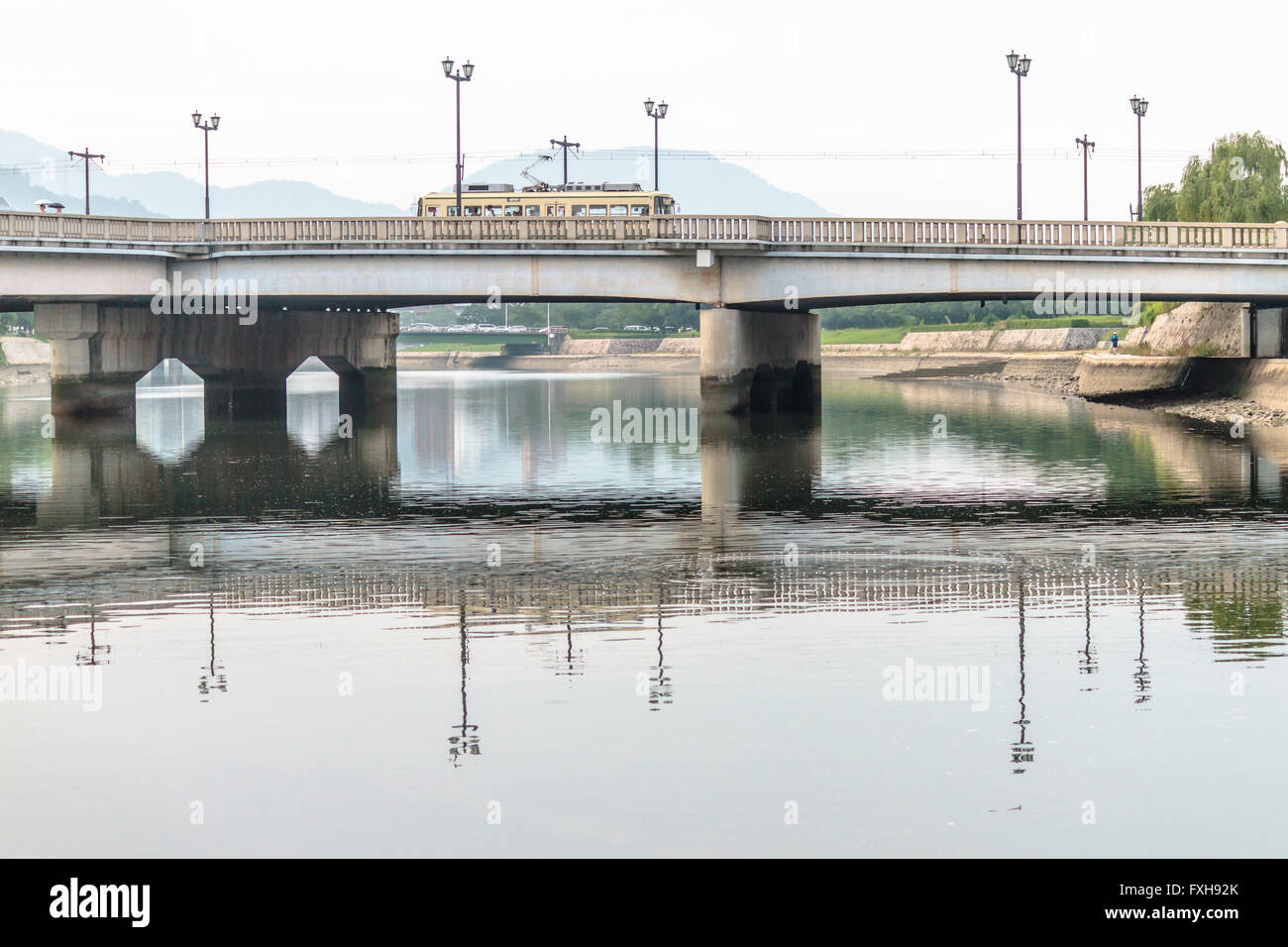 Tram on Aioi Bridge & Aioi River, Hiroshima (Atomic Bombing target ...