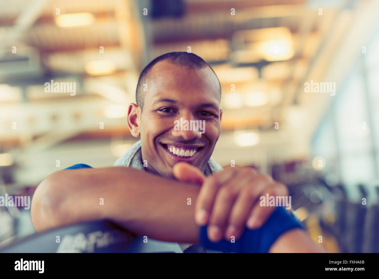 Portrait smiling man at gym Stock Photo - Alamy