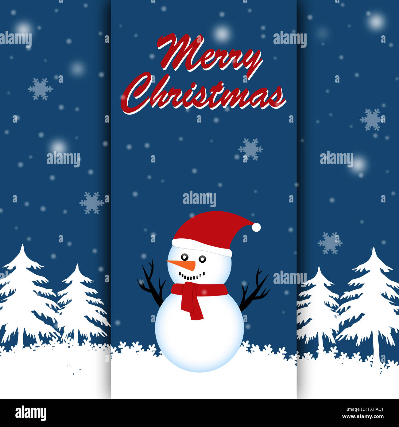 Abstract merry christmas blue background with snowman, vector ...