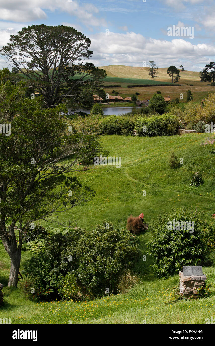 The Shire. Hobbiton movie set in New Zealand Stock Photo - Alamy