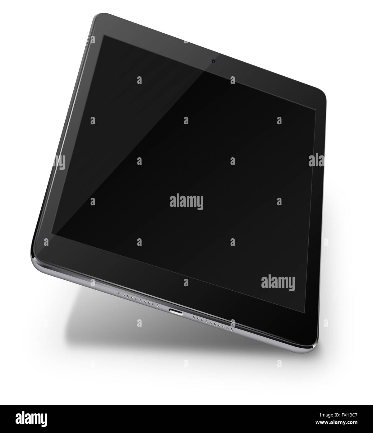 Realistic tablet pc computer with black screen isolated on white ...