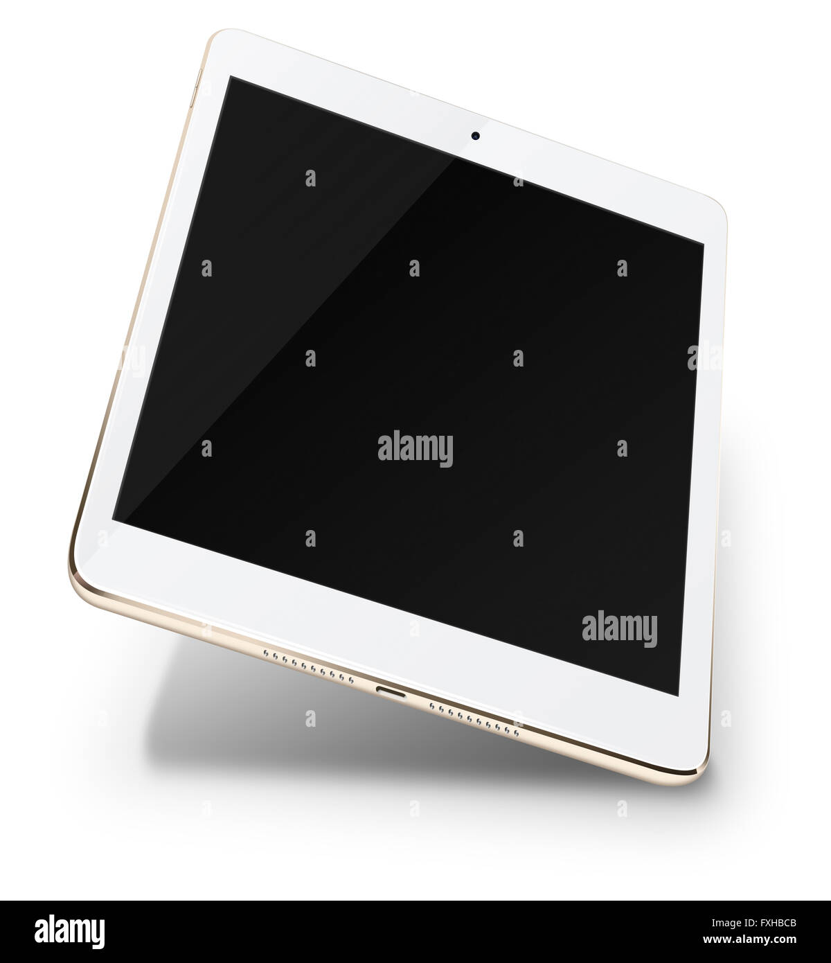 Realistic tablet pc computer with black screen isolated on white ...