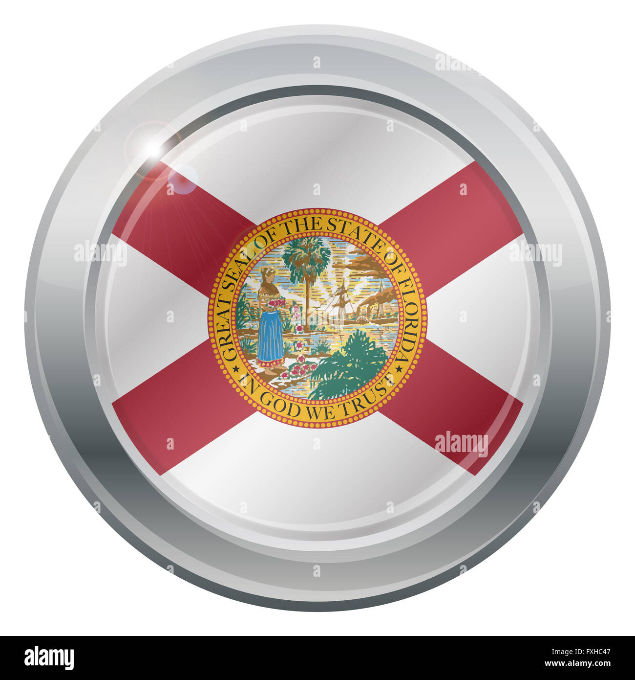 A Florida state flag silver icon isolated on a white background Stock ...