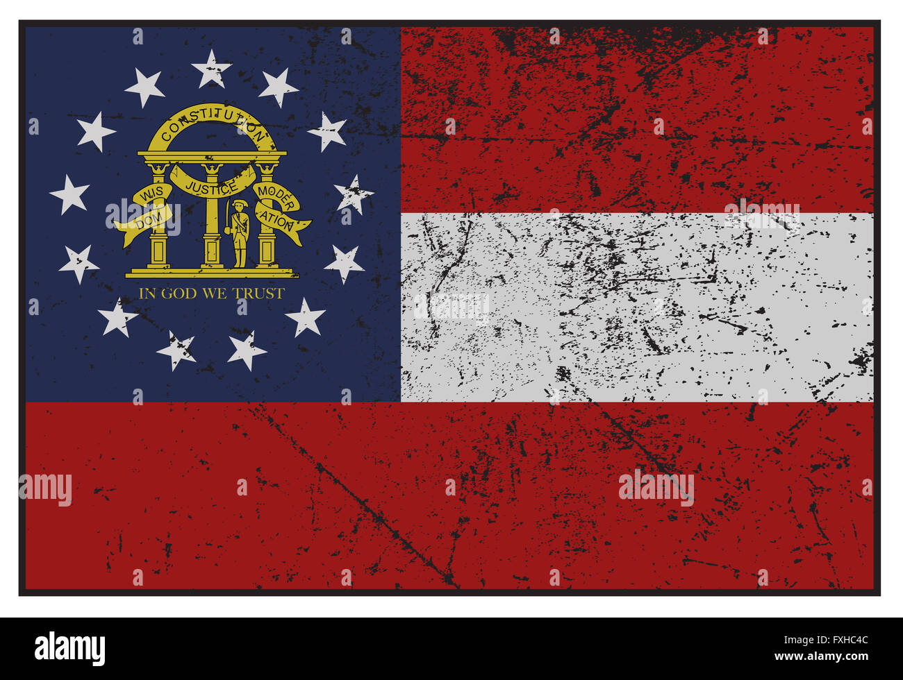 A grunged Georgia state flag isolated on a white background Stock Photo ...