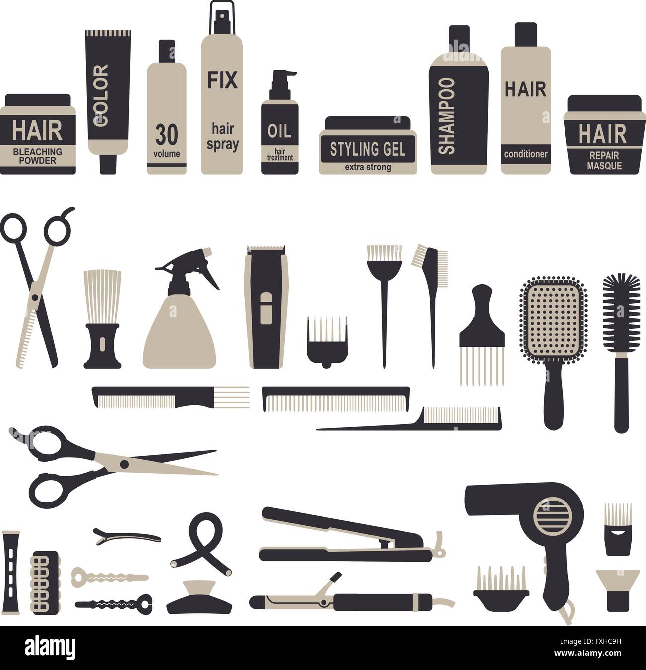 Hair styling icons set Stock Vector Image & Art - Alamy
