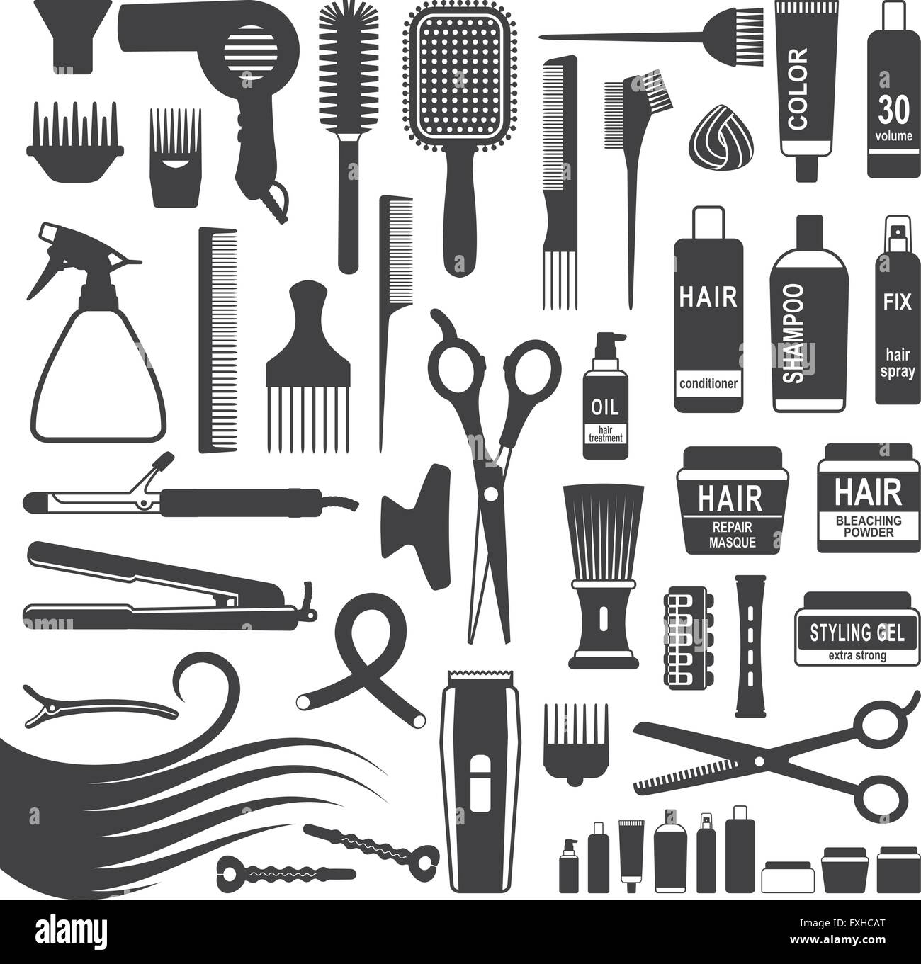 Hair styling silhouette icons set Stock Vector Image & Art - Alamy