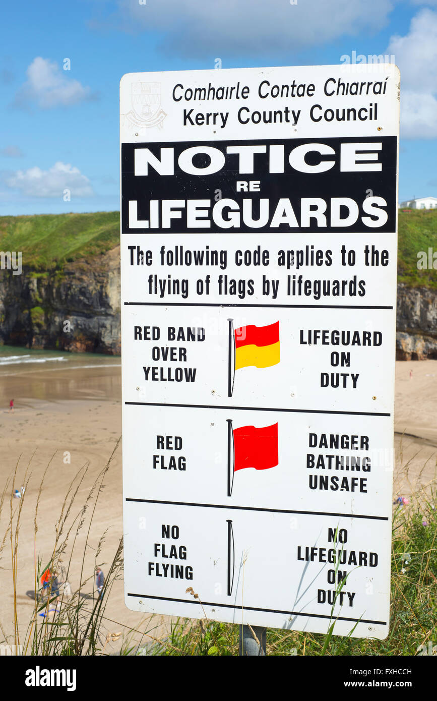 lifeguards notice at ballybunion beach in county kerry ireland on the ...