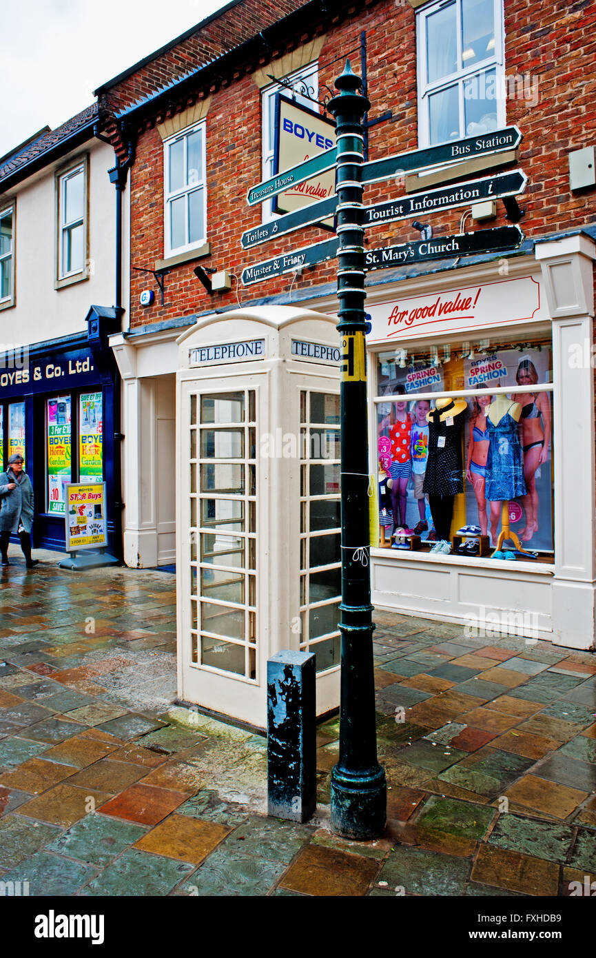 Tourist Information Sign and White Telephone Booth, Beverley, East ...