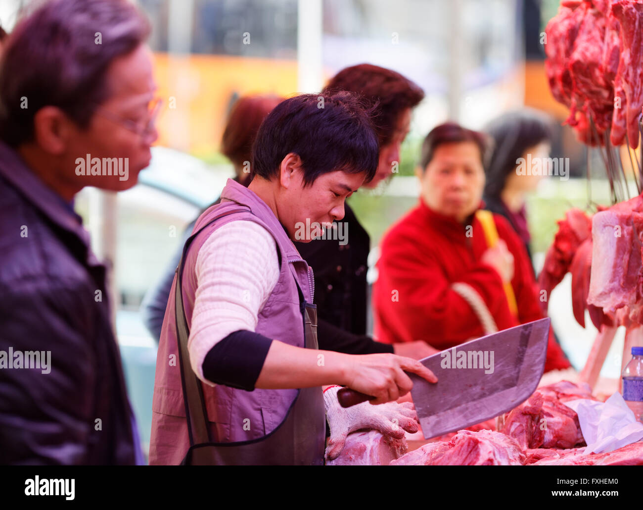 Hong Kong butcher Stock Photo - Alamy