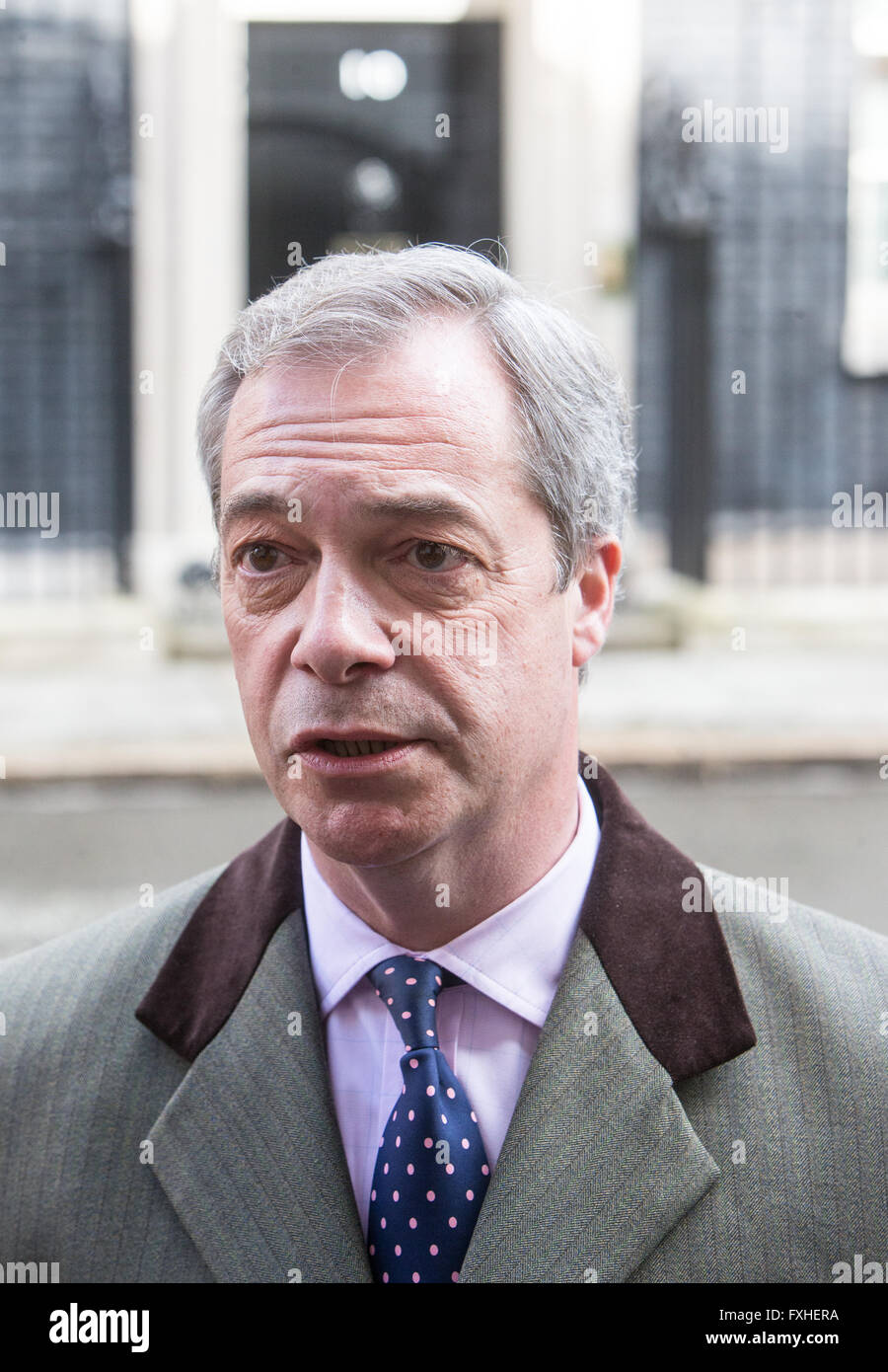 Nigel Farage delivers a letter to 10 Downing Street describing the ...