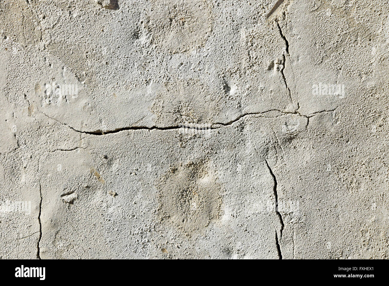 Damage fault cracks in grunge concrete wall or floor with stains ...