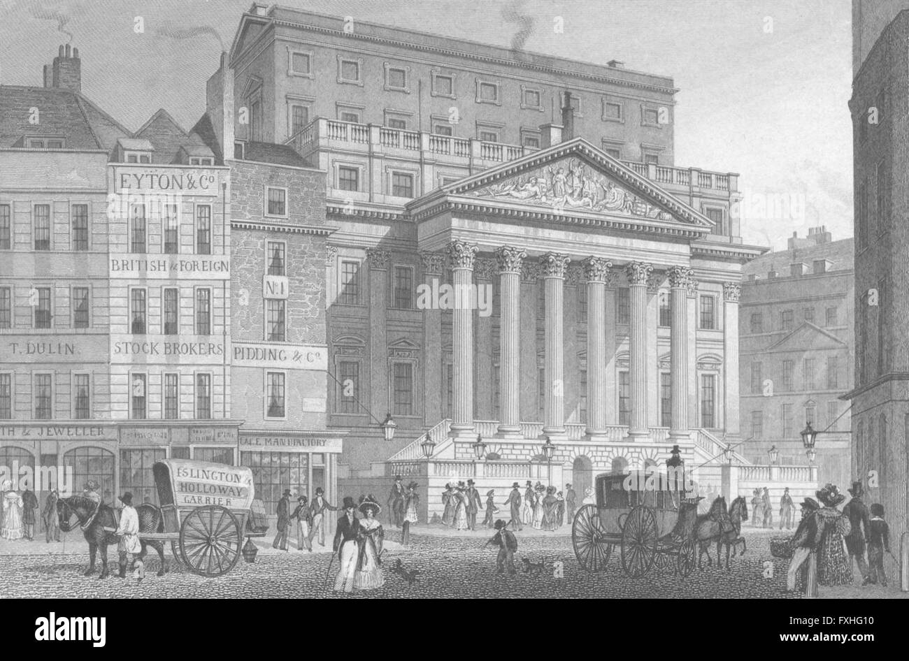 LONDON: Mansion House, Bank, antique print 1830 Stock Photo - Alamy