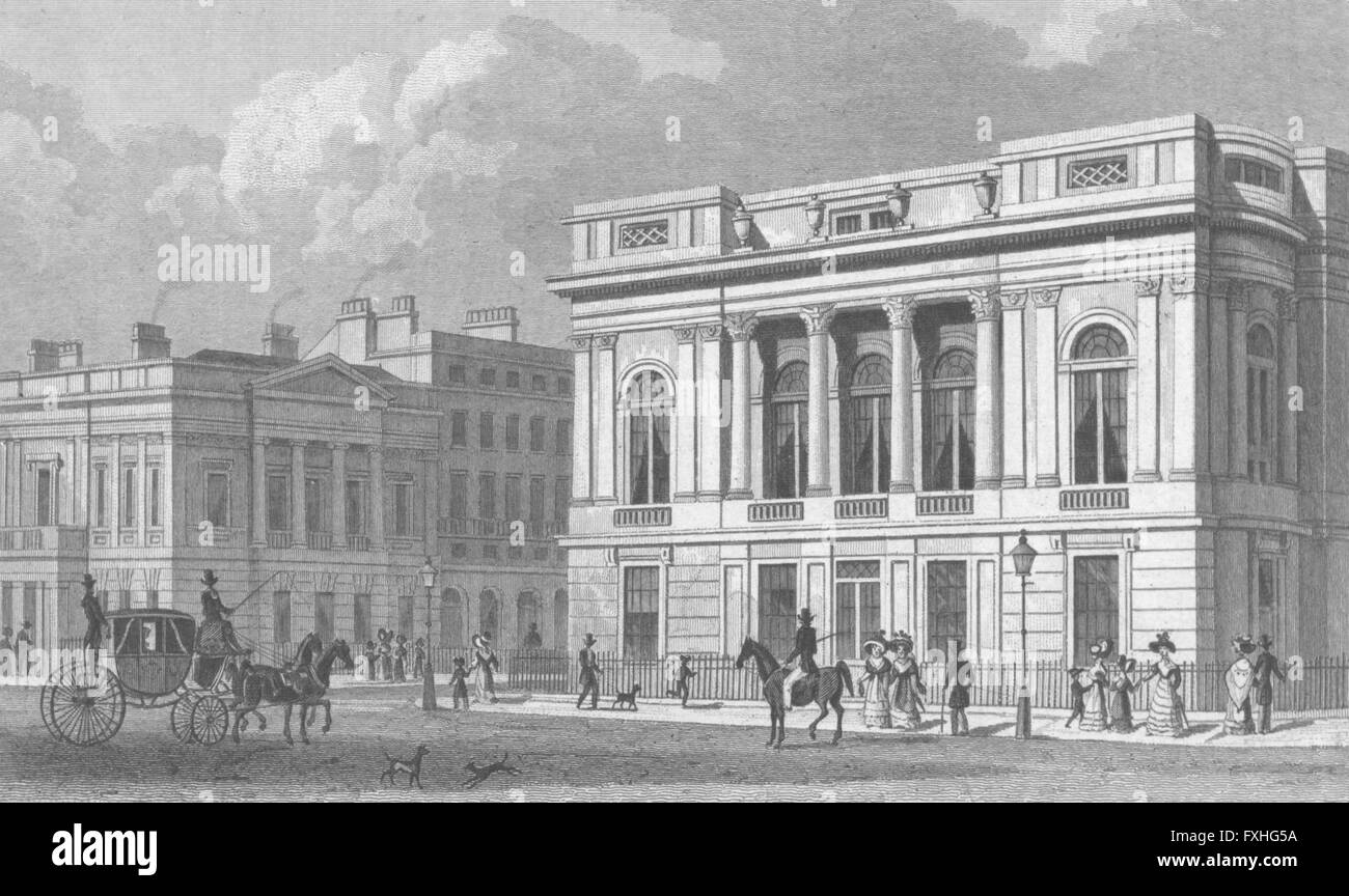 PALL MALL: building E Uni Club House, antique print 1828 Stock Photo ...
