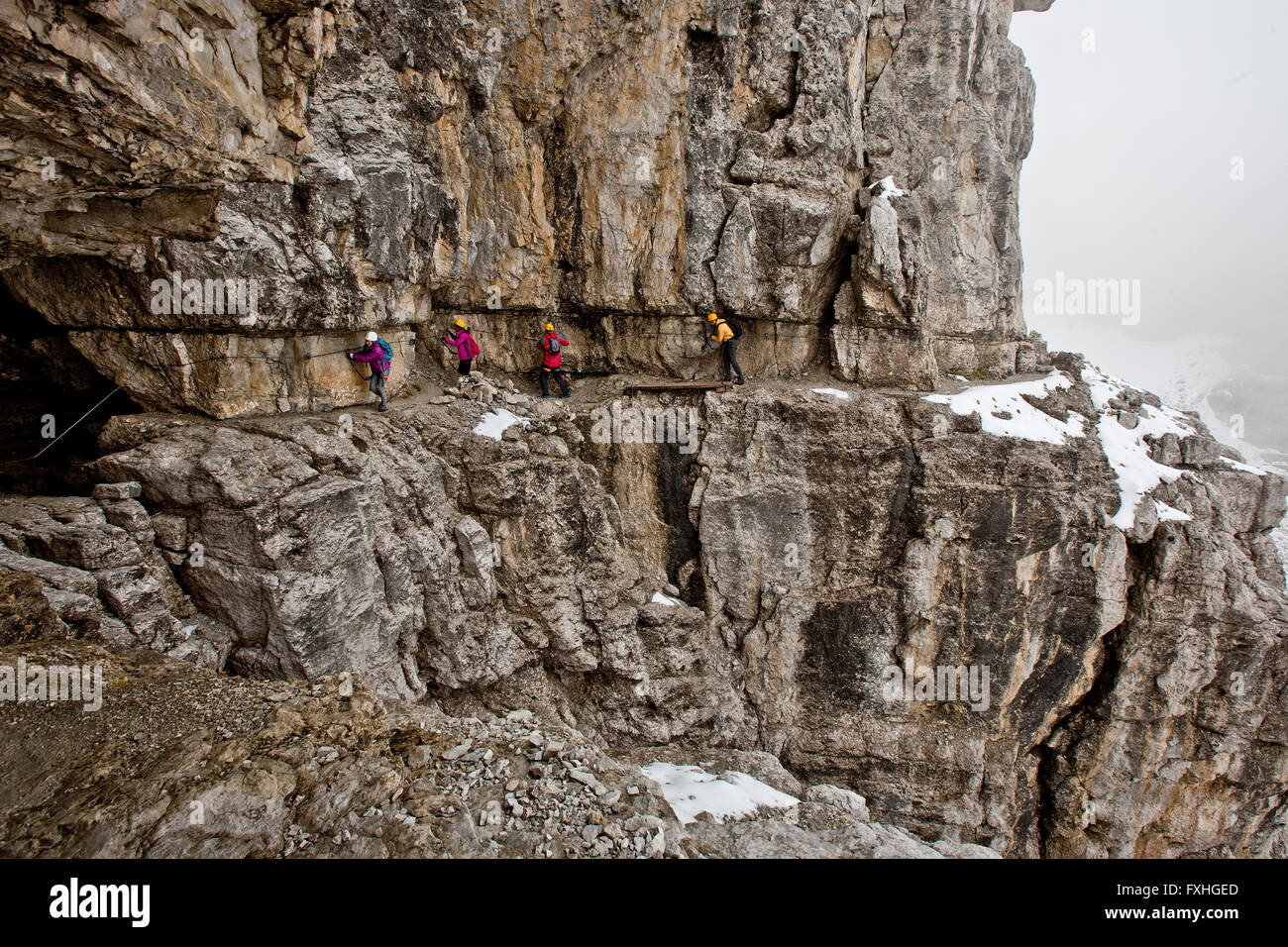 On the via ferrata delle Bocchette in the Brenta Dolomites, Italy Stock ...