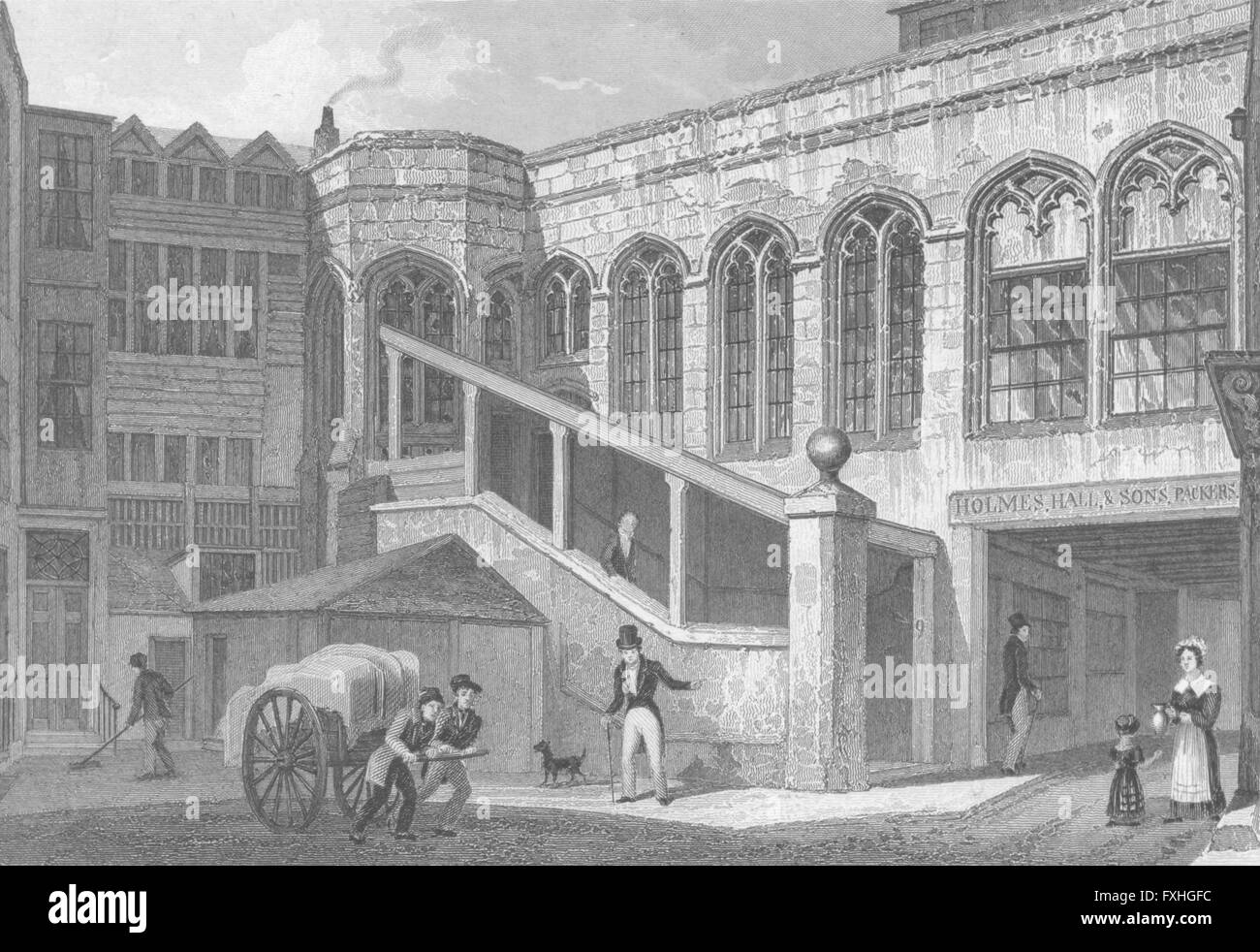 LONDON: Crosby Hall, Bishopsgate, antique print 1830 Stock Photo - Alamy