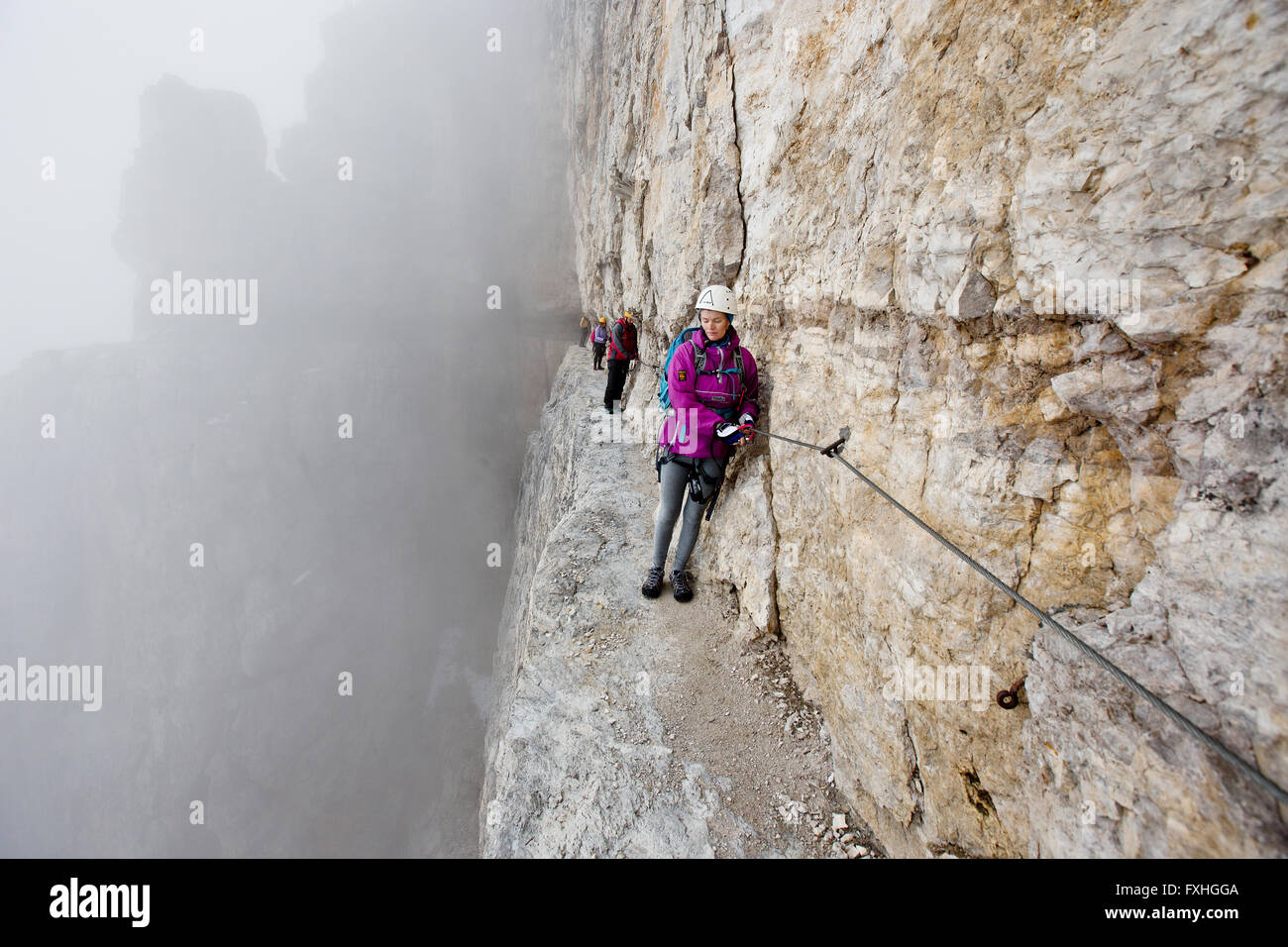 On the via ferrata delle Bocchette in the Brenta Dolomites, Italy Stock ...