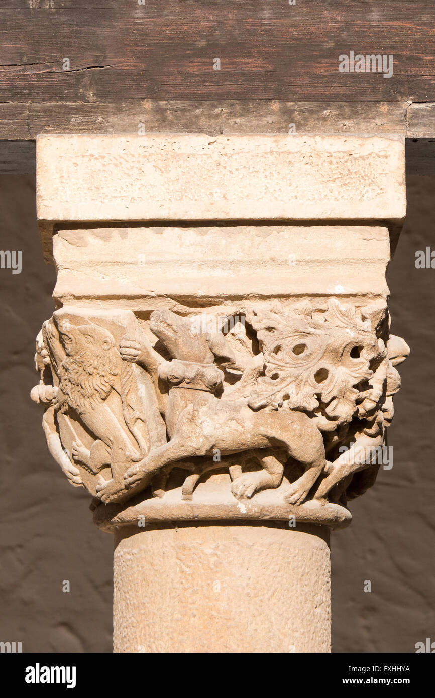 Ancient sculpture on the wall in the village Sitges in Spain Stock ...