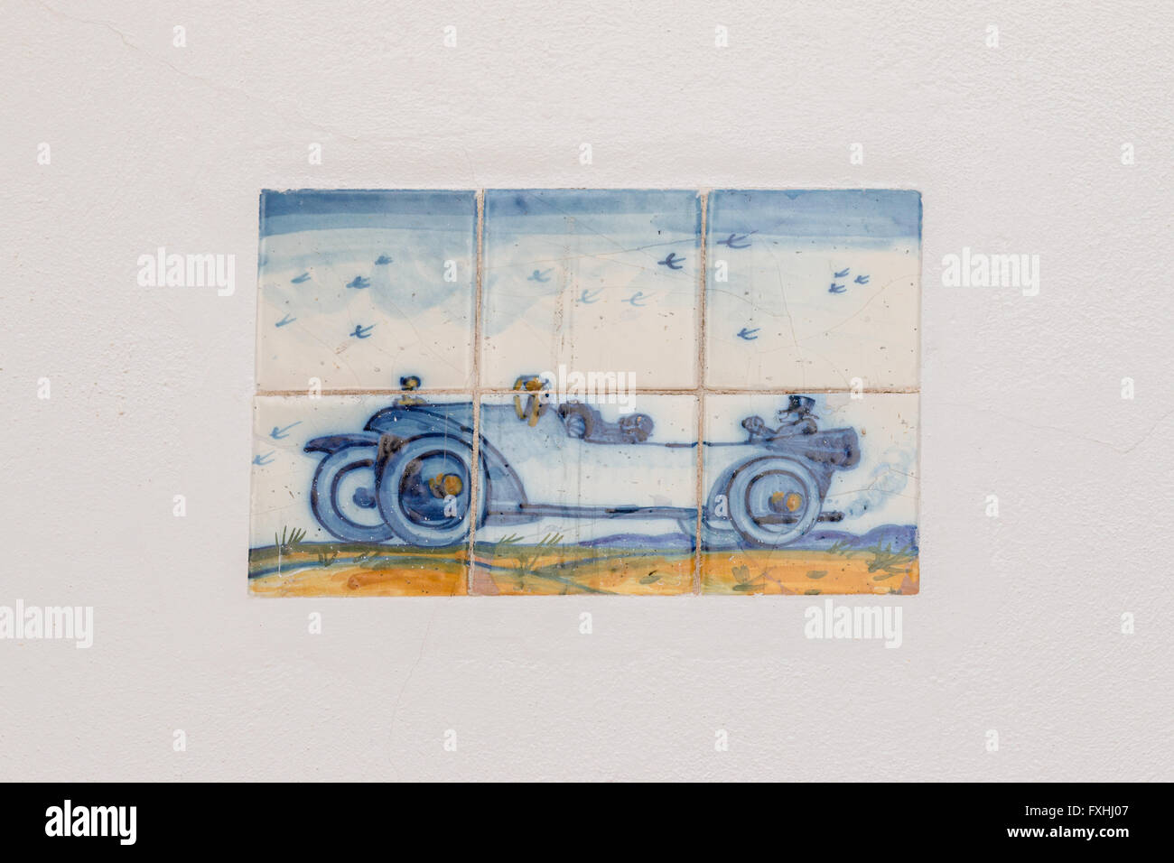 Ancient painting art on the wall in the village Sitges in Spain Stock ...