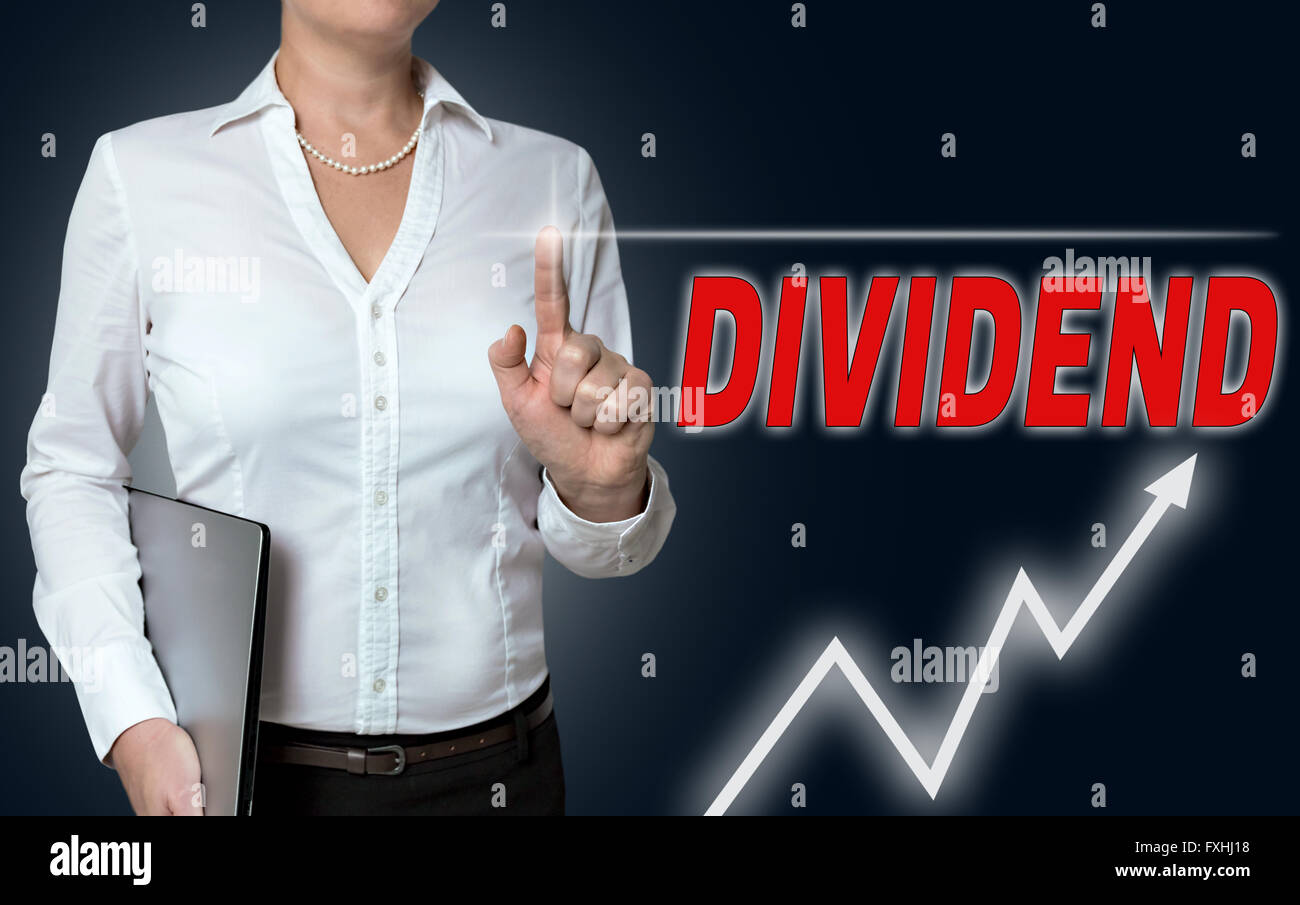 dividend touchscreen is operated by businesswoman background Stock ...