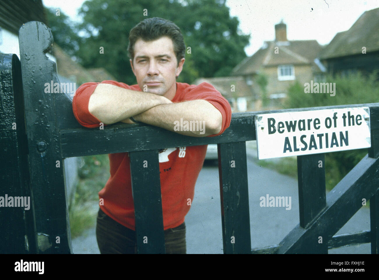 London. UK. ARCHIVE. Lewis Collins in the mid 1980s at his home and ...