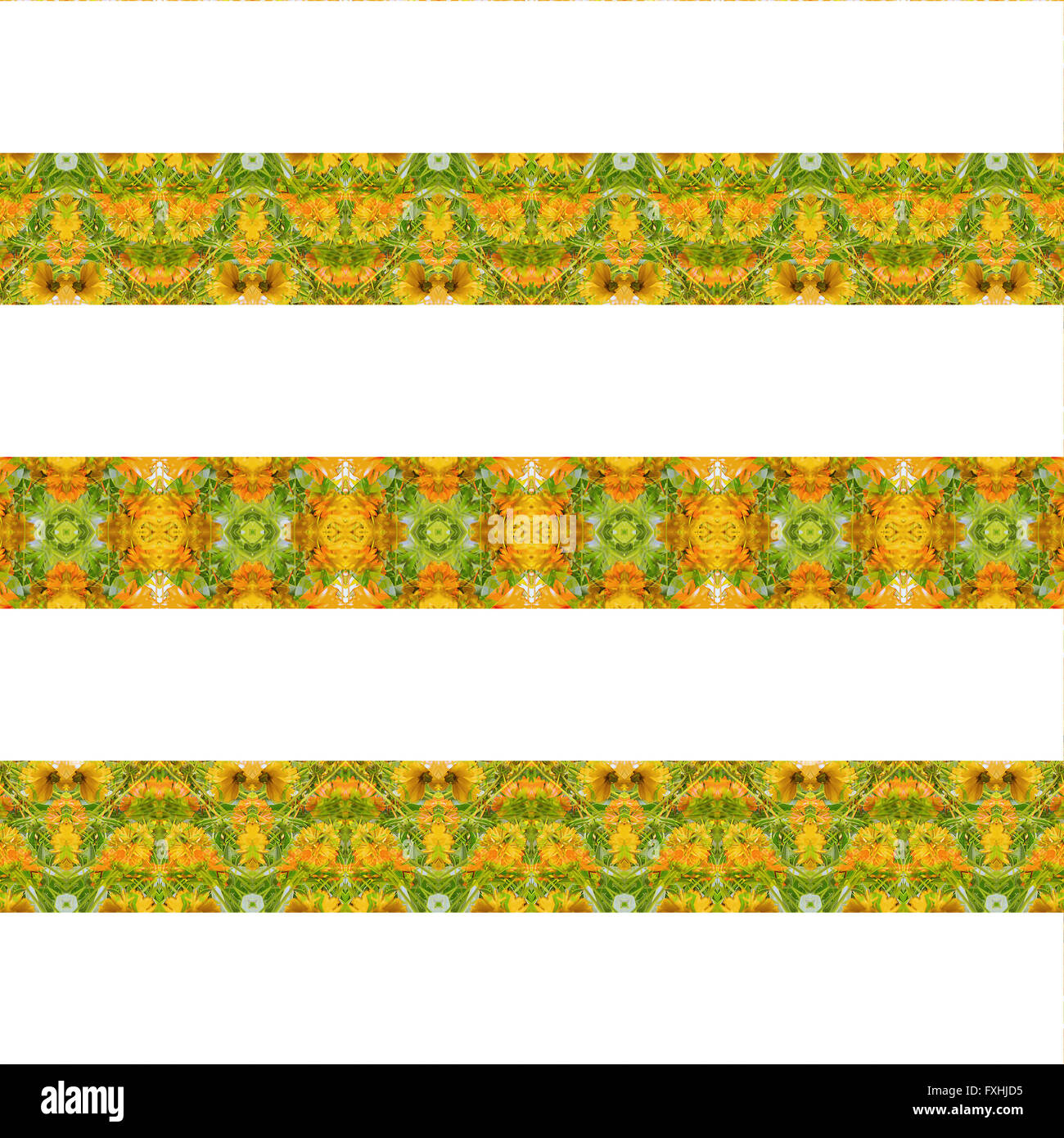 Digital collage technique stylized floral decorative stripes pattern ...