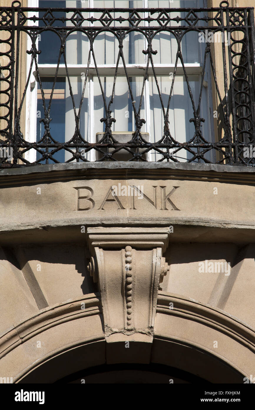 Bank Sign on Stone Facade Stock Photo - Alamy