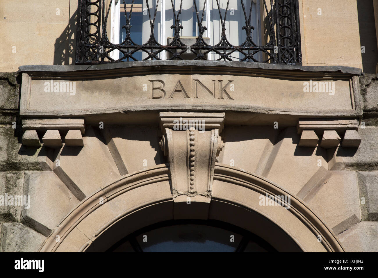 Bank Sign on Stone Facade Stock Photo - Alamy
