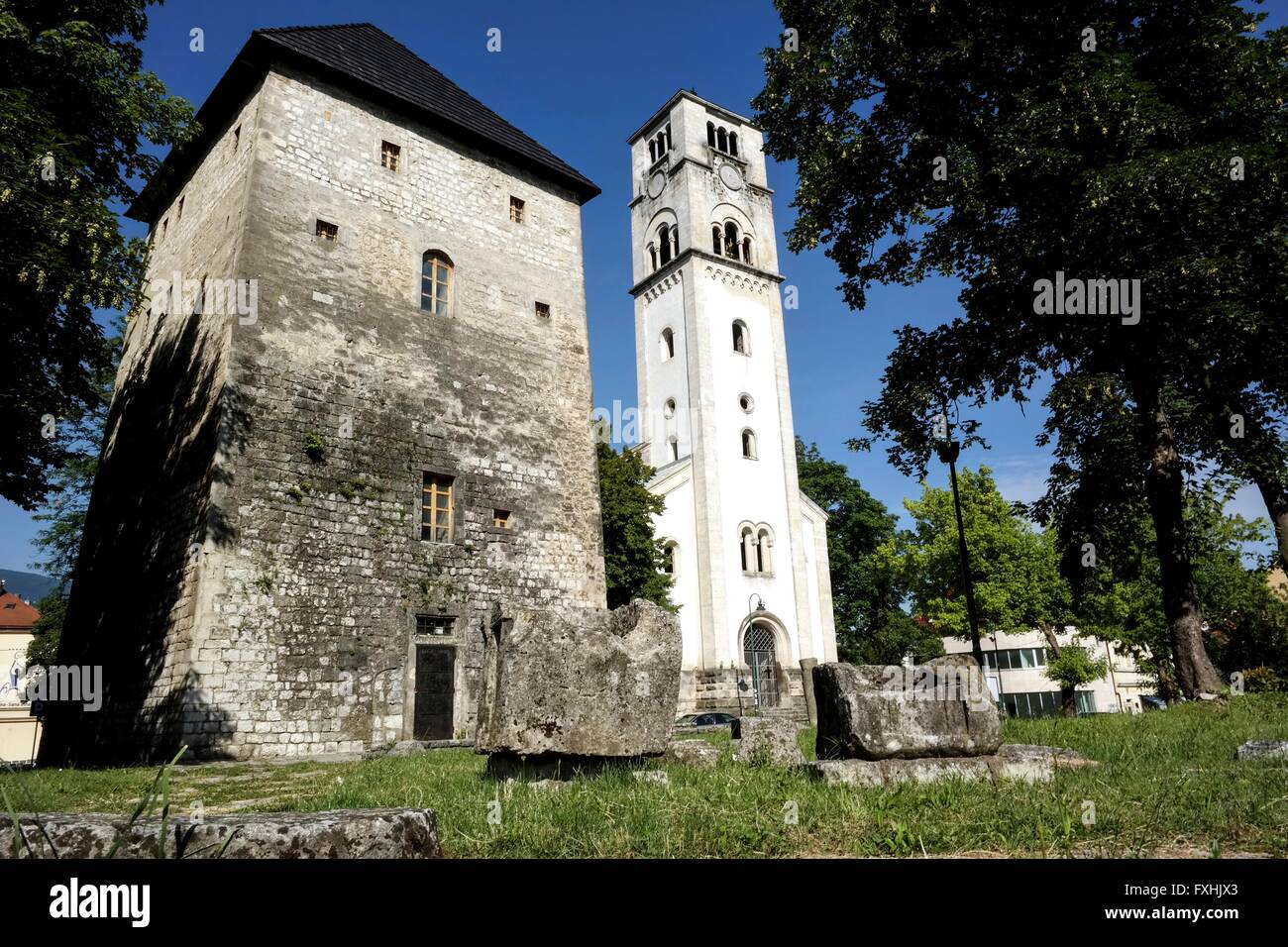 Ruins of Saint Anton’s Church and Captain's Tower in Bihać, Bosnia ...