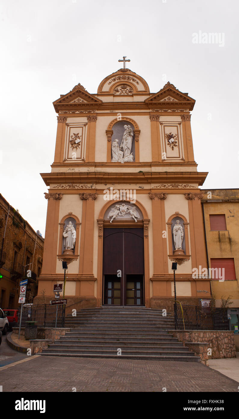 View of the Madonna del Carmine church in Calascibetta Stock Photo - Alamy