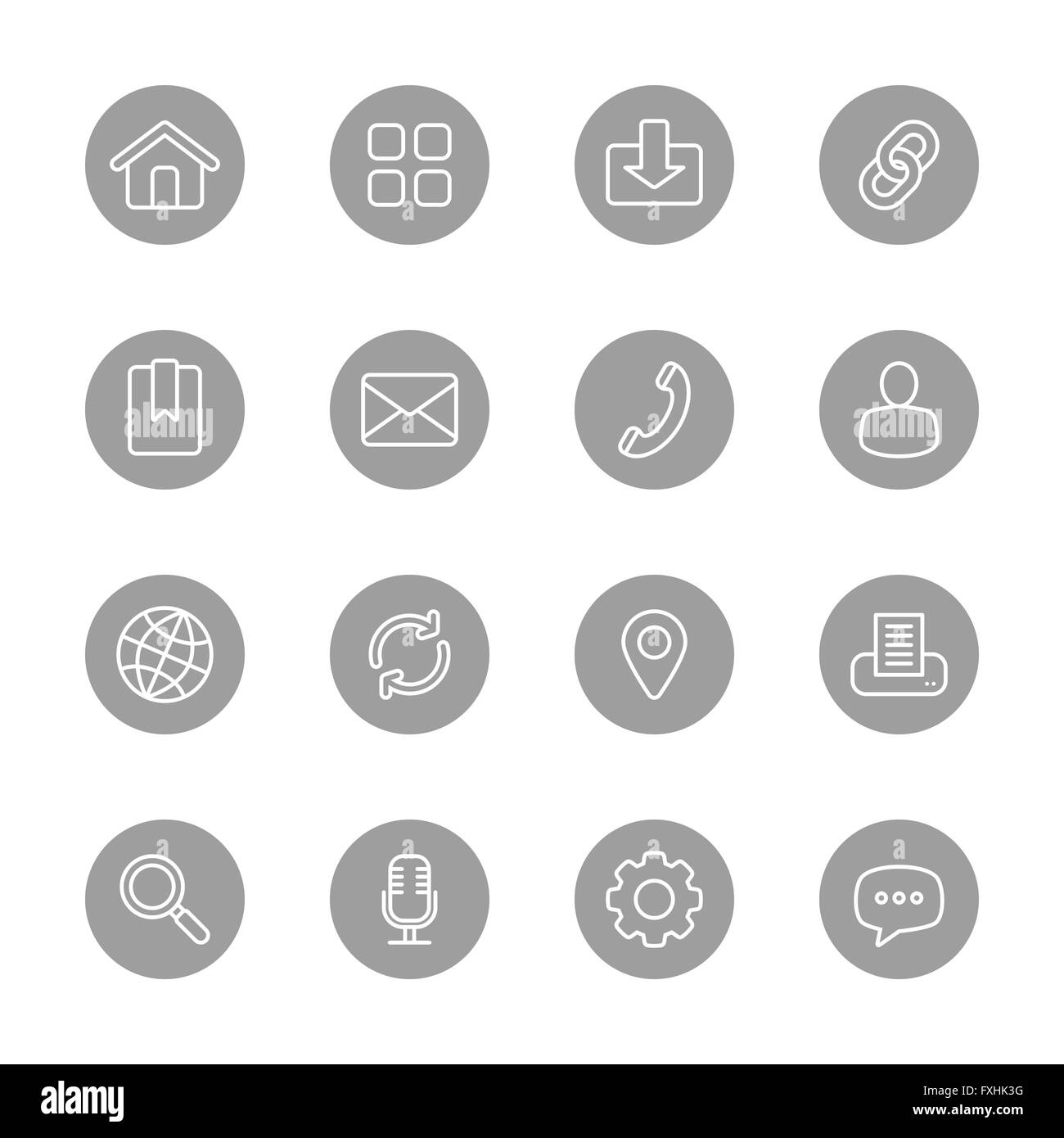 [EPS10] line web icon set on gray circle for web, UI, infographic and ...