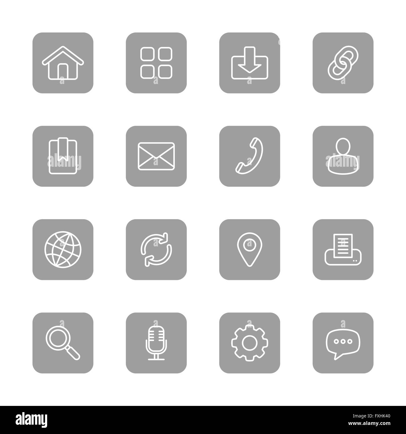 [EPS10] line web icon set on gray rounded rectangle for web, UI, infographic and mobile apps ...