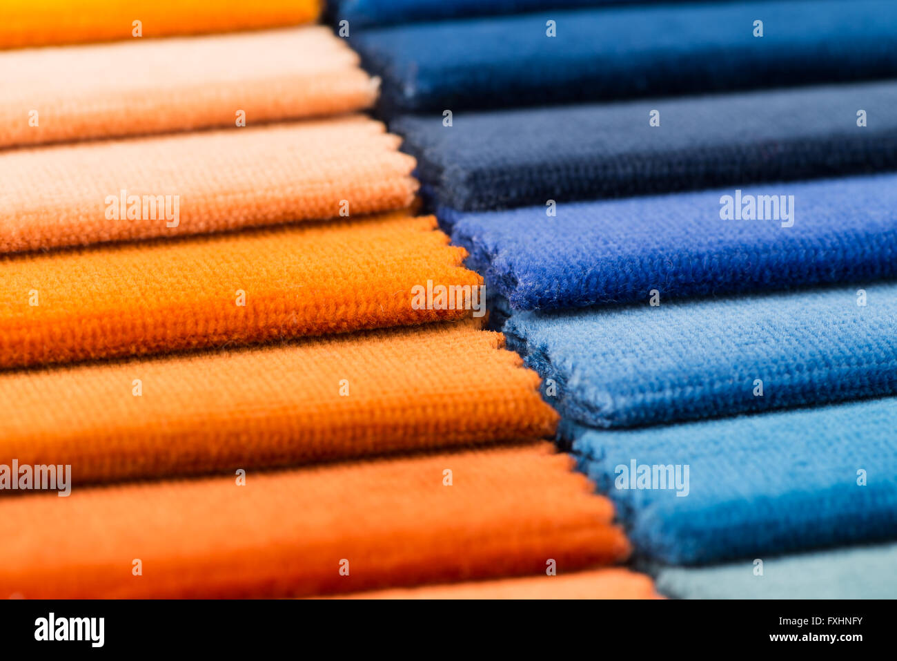 Closeup detail of multi color fabric texture samples Stock Photo - Alamy