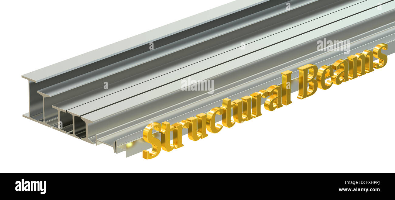 structural beams, steel rolled metal H-beam. 3D rendering Stock Photo ...