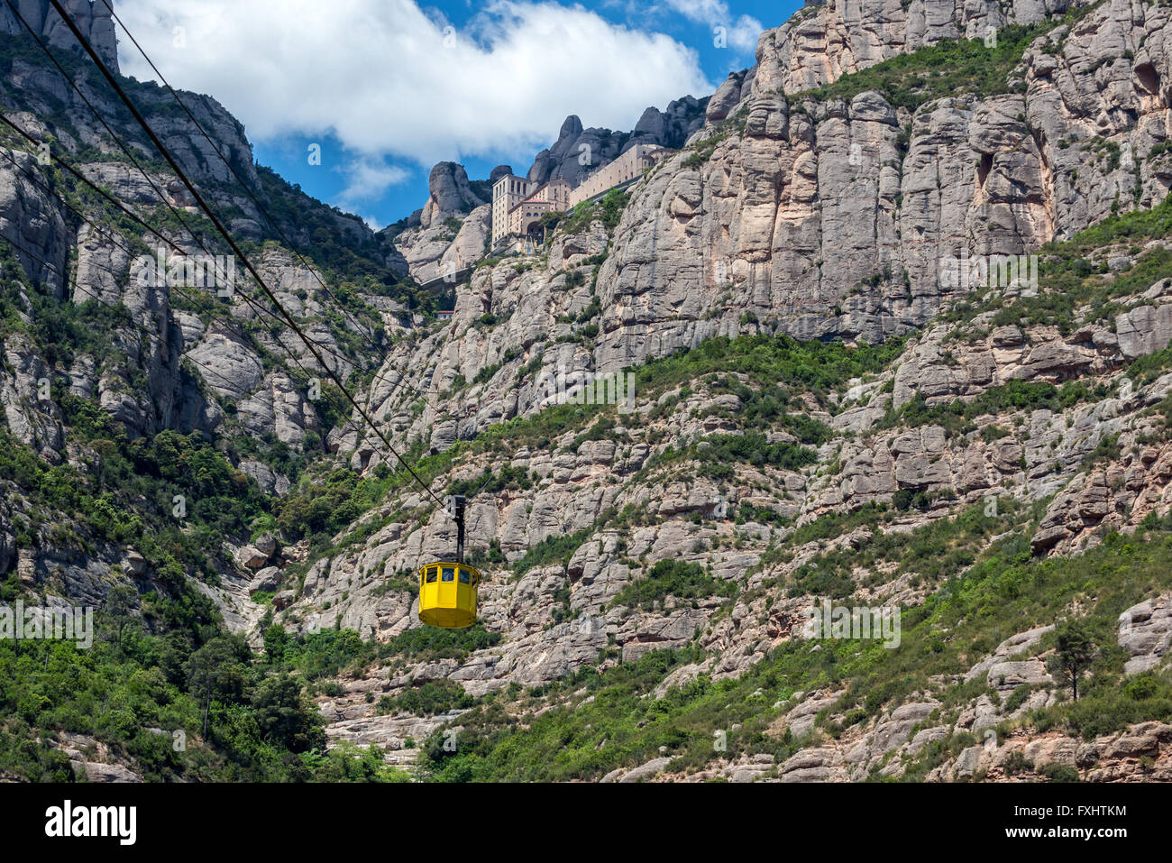 aerial cable car to Benedictine abbey Santa Maria de Montserrat on ...