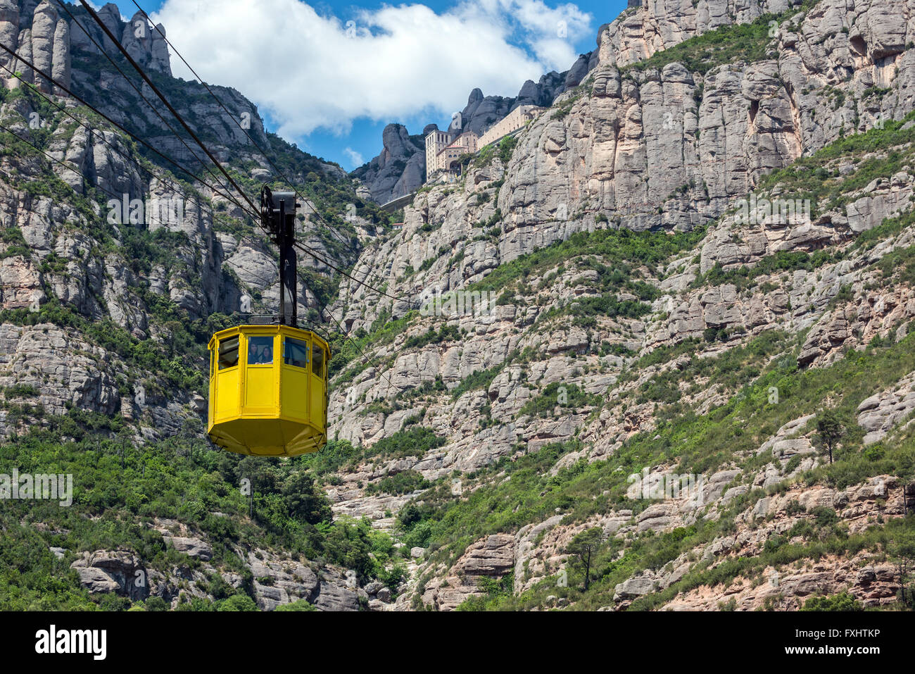 aerial cable car to Benedictine abbey Santa Maria de Montserrat on ...