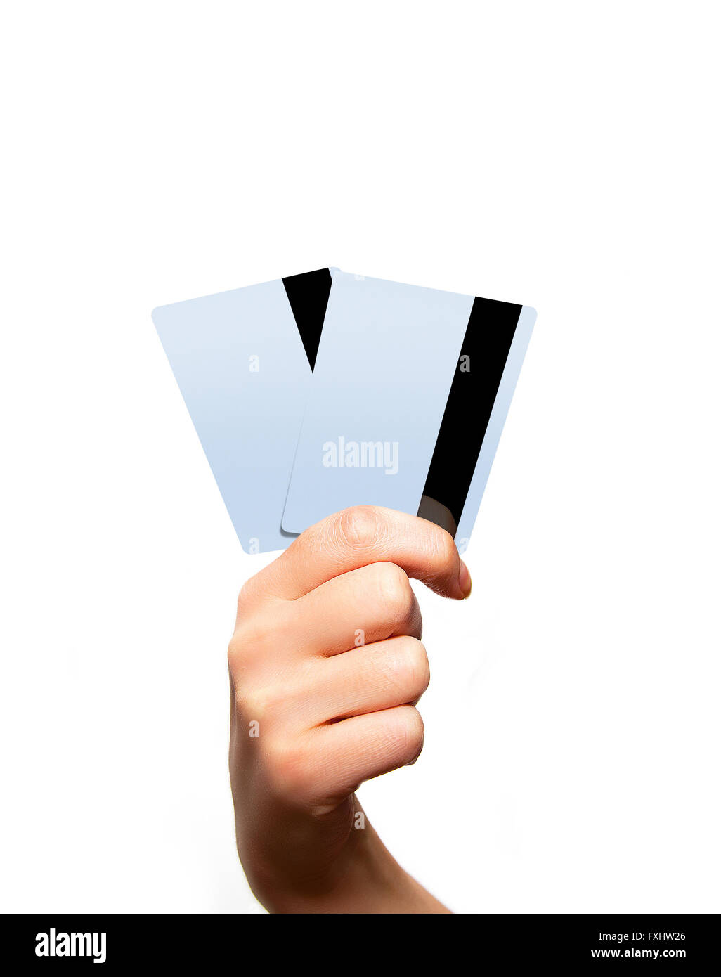 Two blank cards in hand Stock Photo - Alamy