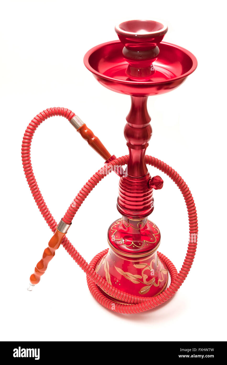 Red hookah isolated on white background Stock Photo - Alamy