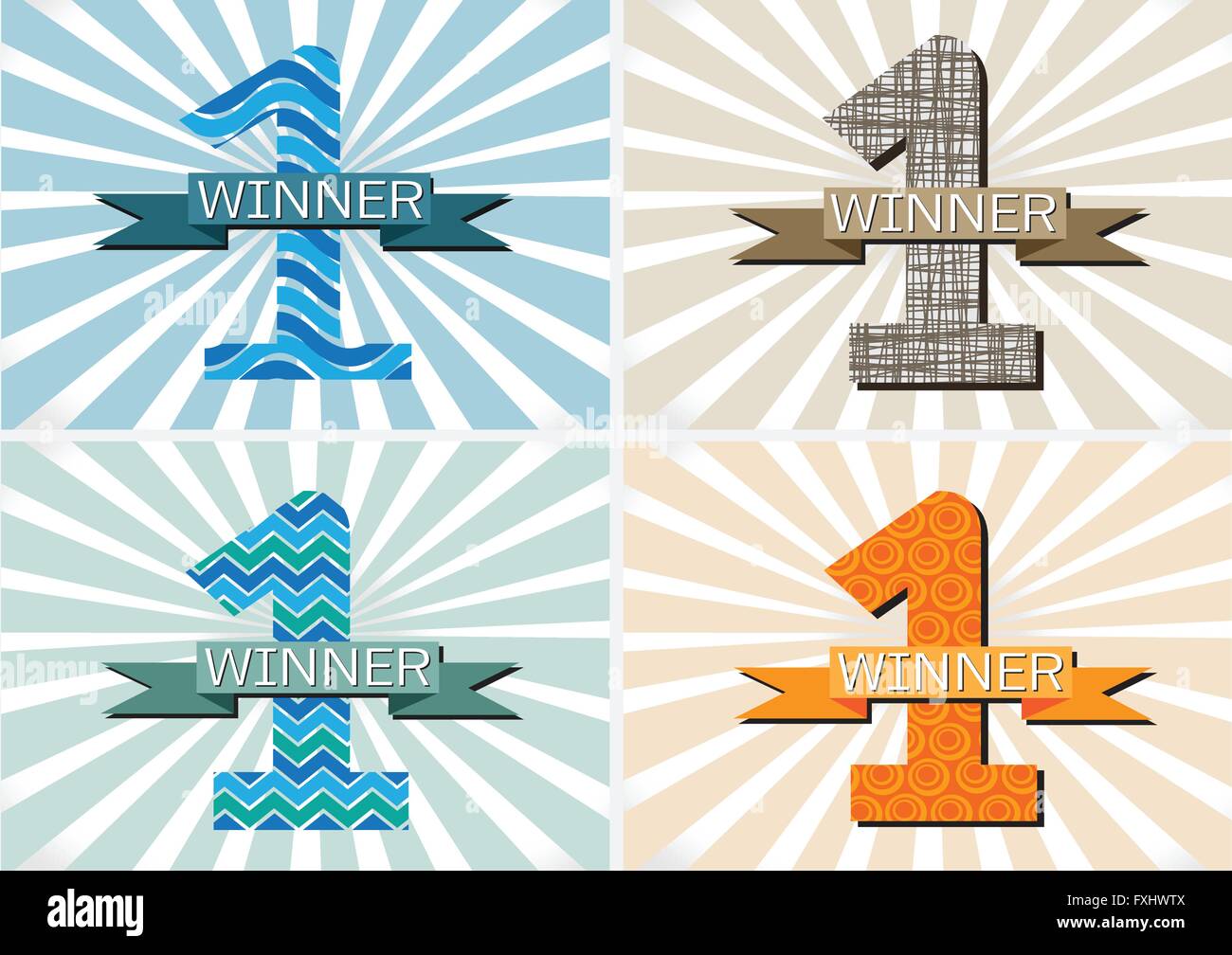 the Winner and Number One First Place sign simbol with ribbons Stock ...